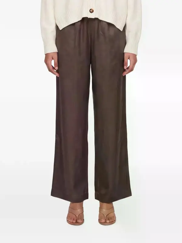 Loulou De Saison Alera Satin Wide-leg Trousers - Brown