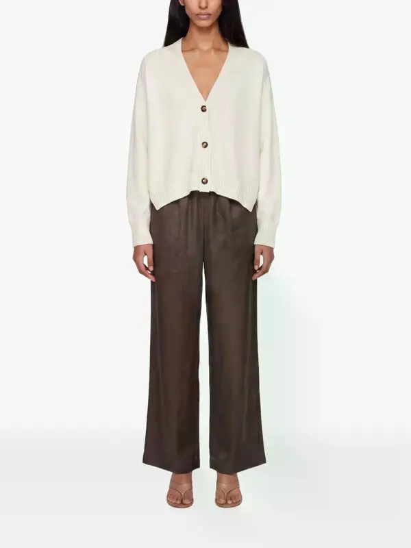 Loulou De Saison Alera Satin Wide-leg Trousers - Brown