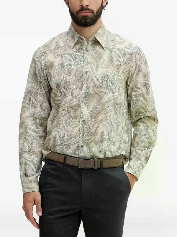 Armani Exchange Leaf-print Long-sleeved Shirt