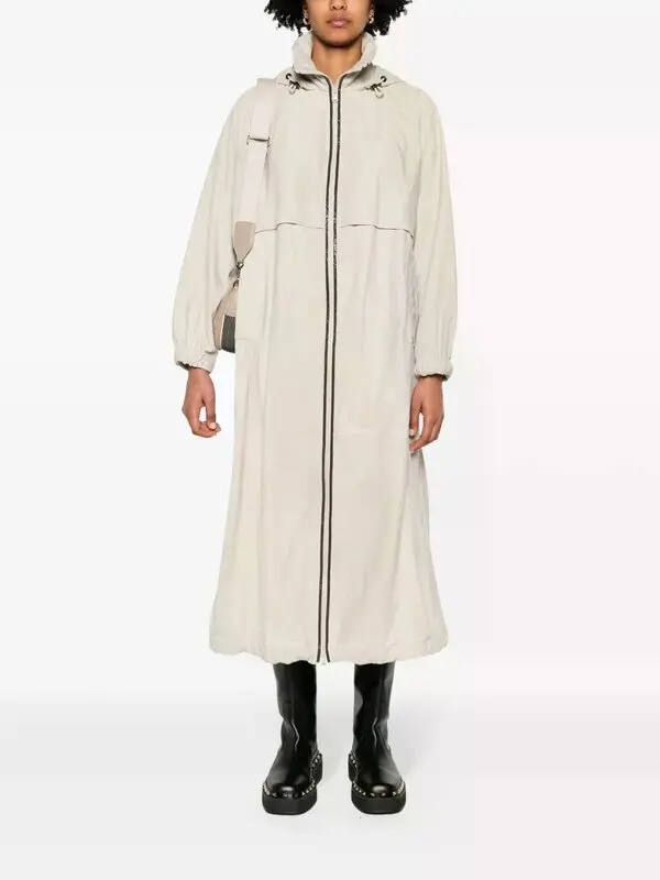 Brunello Cucinelli Hooded Suede Trench Coat