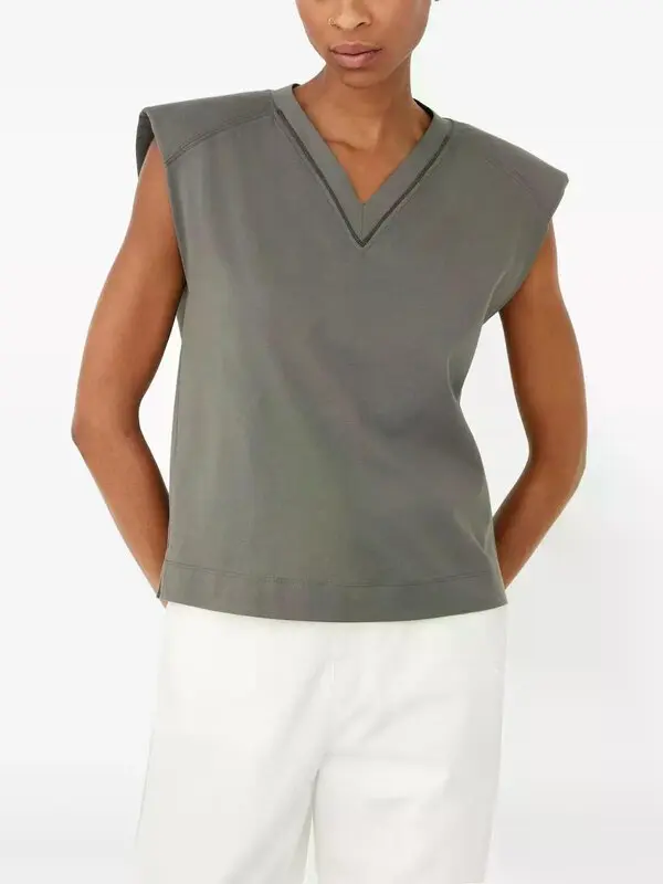 Brunello Cucinelli Monili Chain Detail Cotton Tank Top