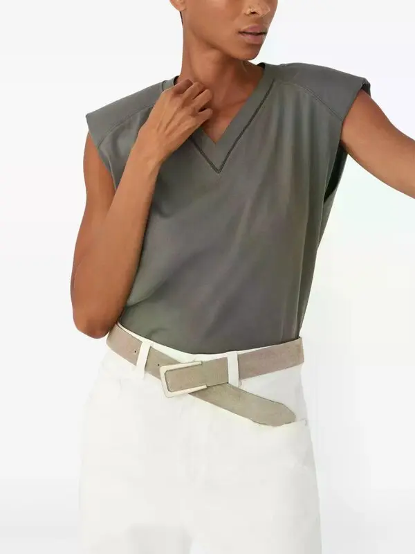 Brunello Cucinelli Monili Chain Detail Cotton Tank Top