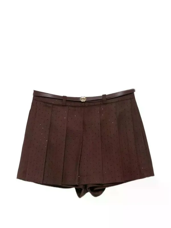 Maje Pleated Belted Shorts - Brown
