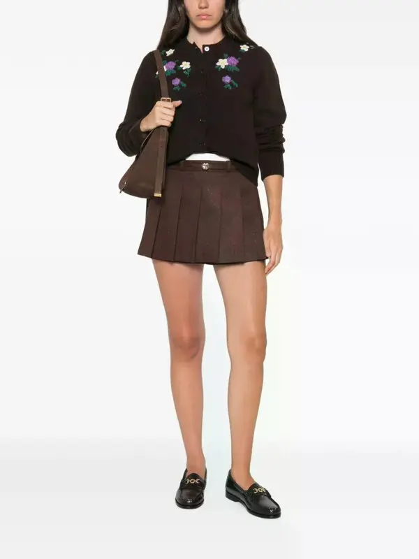 Maje Pleated Belted Shorts - Brown