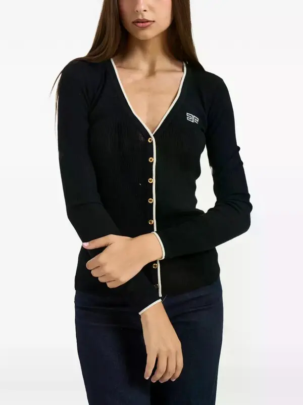 Elisabetta Franchi Logo-embroidered Ribbed-knit Cardigan