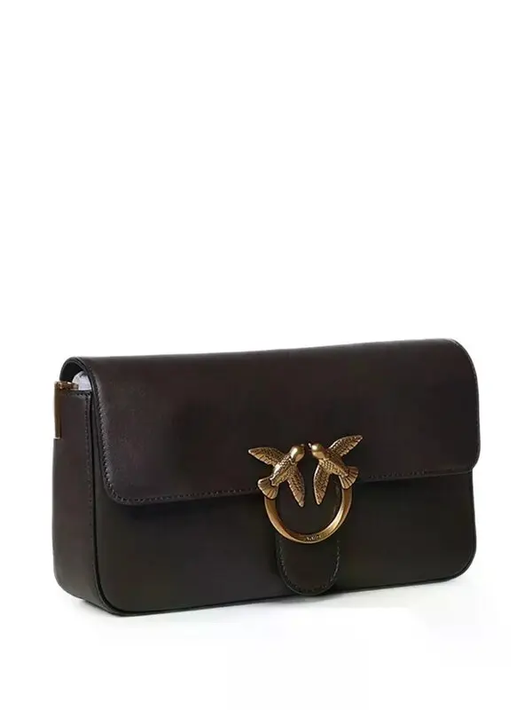 Pinko Love Birds Leather Shoulder Bag - Brown