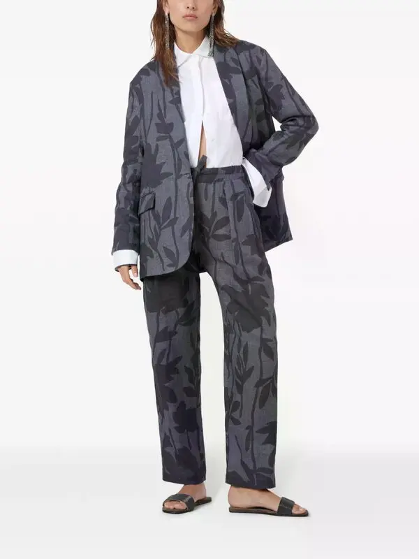 Brunello Cucinelli Leaf-print Linen Blazer