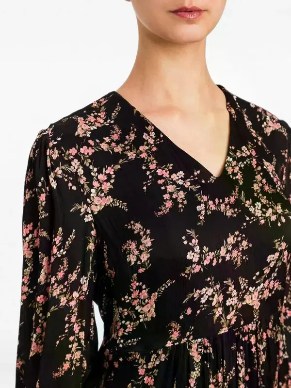 TWINSET Floral Print V-neck Long-sleeve Dress
