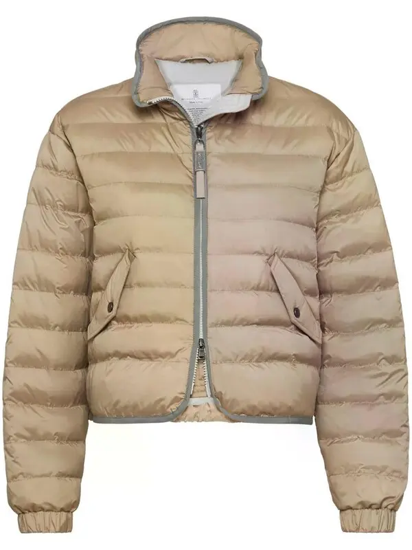 Brunello Cucinelli Stand-up Collar Quilted Puffer Jacket - Neutrals