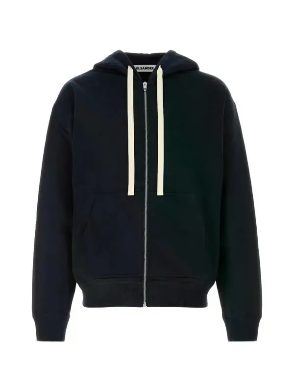 JIL SANDER Zip-up Drawstring Hoodie - Blue
