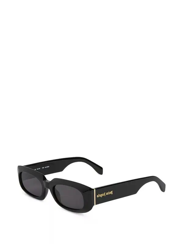Palm Angels Oval Frame Sunglasses With Logo Detail - Black