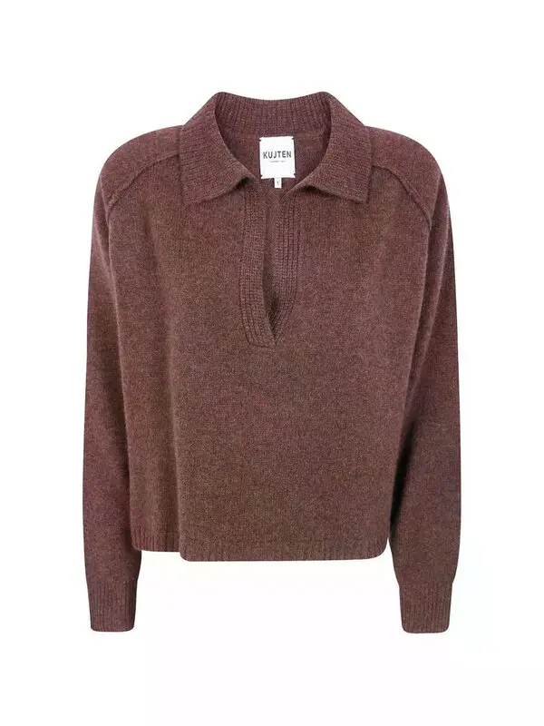 KUJTEN Cashmere Polo-collar Sweater - Brown