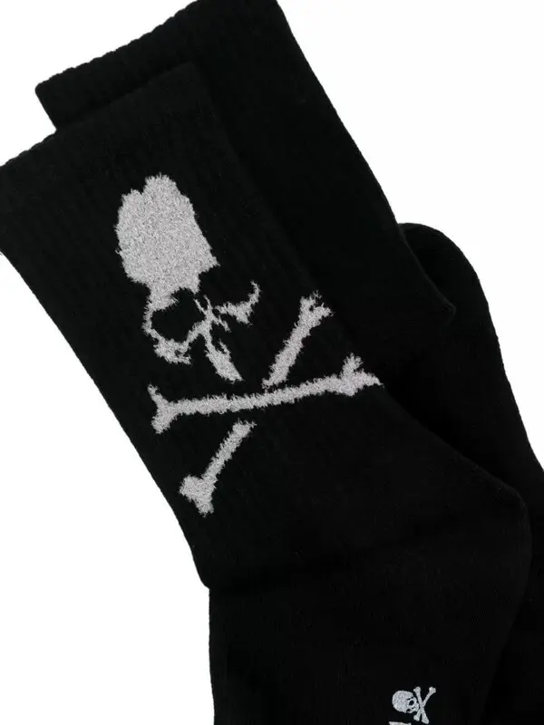 MASTERMIND WORLD Skull-intarsia Ribbed Socks - Black