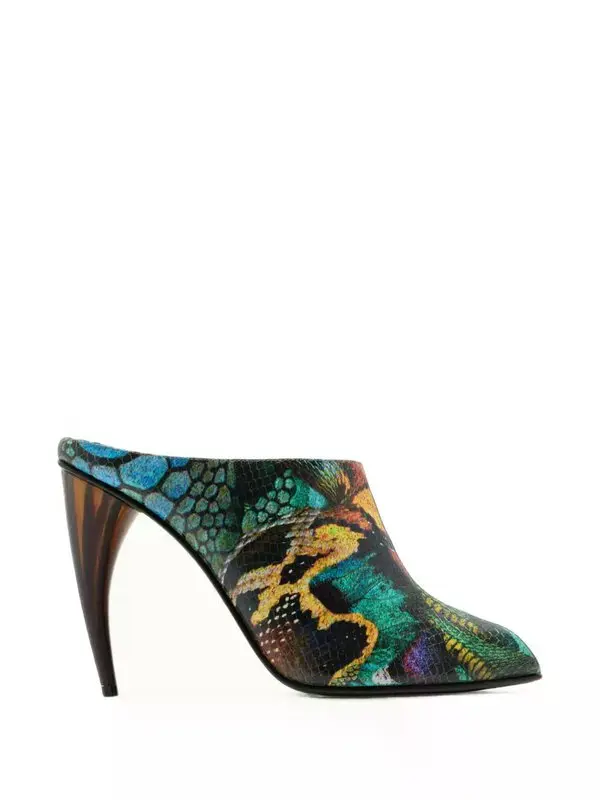 Alexander McQueen Snake-effect Peep-toe Mules