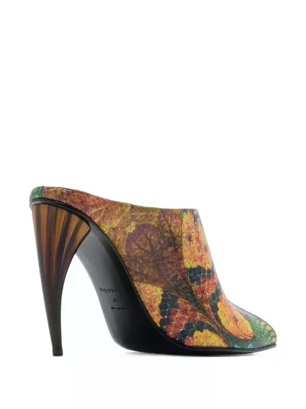 Alexander McQueen Snake-effect Peep-toe Mules
