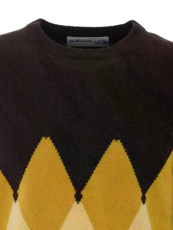 BALLANTYNE Argyle Crew Neck Sweater - Brown