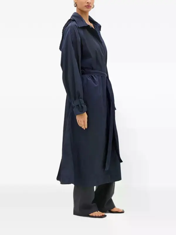 Another Tomorrow Belted Hooded Trench Coat