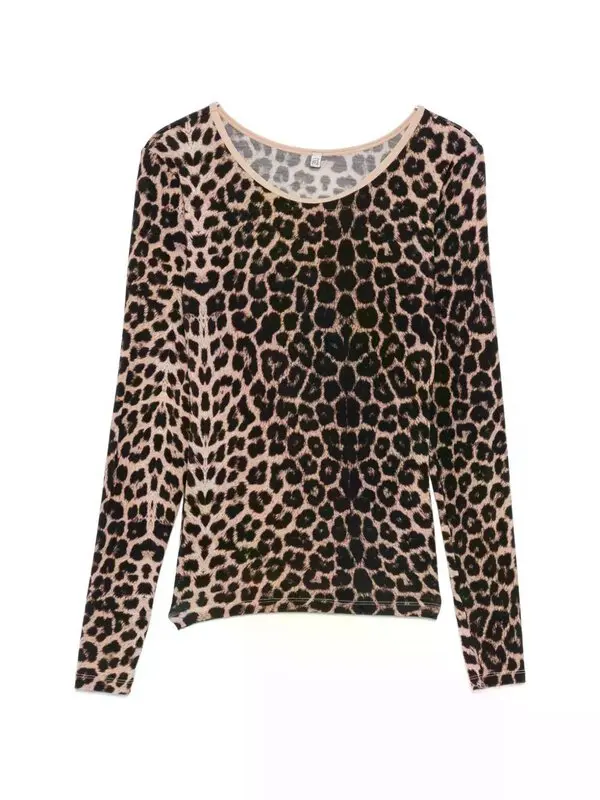 BASERANGE Emily Leopard-print Long-sleeve Top - Neutrals