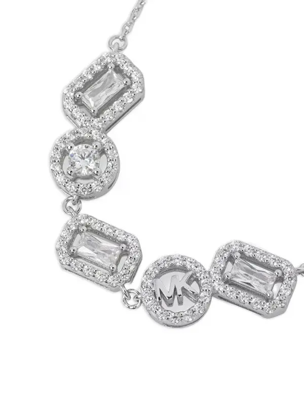 Michael Kors Cubic Zirconia Logo Plaque Bracelet - Silver