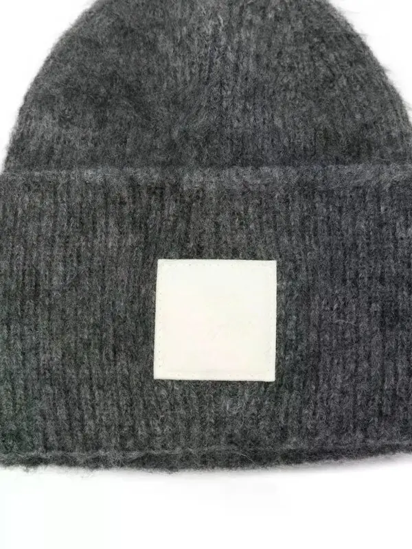 AMI Paris Logo-patch Mohair-blend Beanie Hat