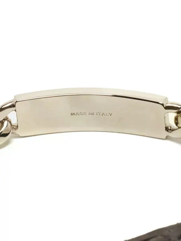 Miu Miu Logo Plaque Leather Bracelet