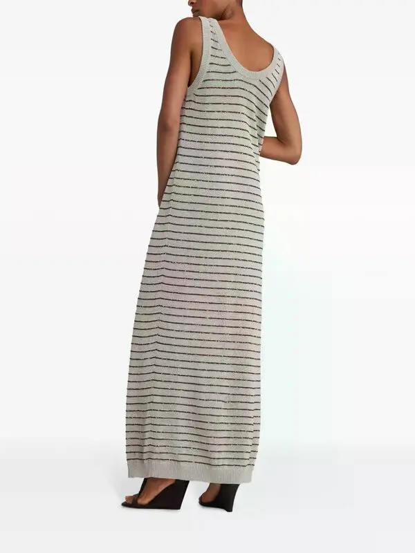 Brunello Cucinelli Striped Cotton Knit Maxi Dress