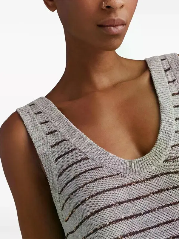 Brunello Cucinelli Striped Cotton Knit Maxi Dress