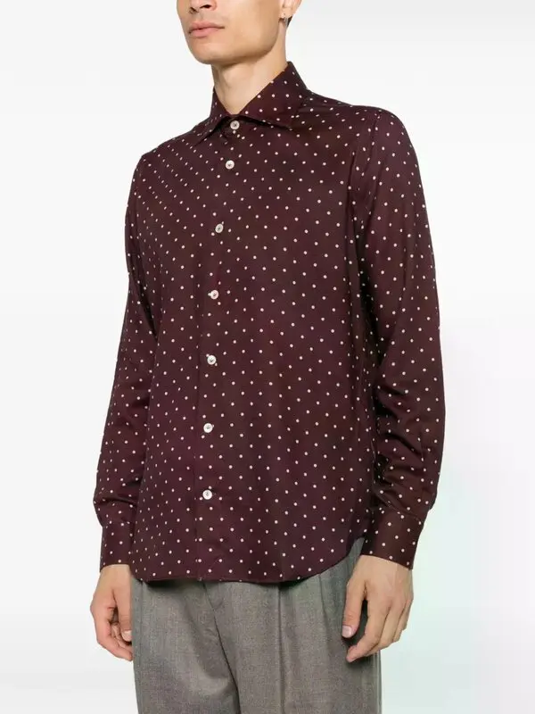 Eleventy Polka-dot Long-sleeve Shirt