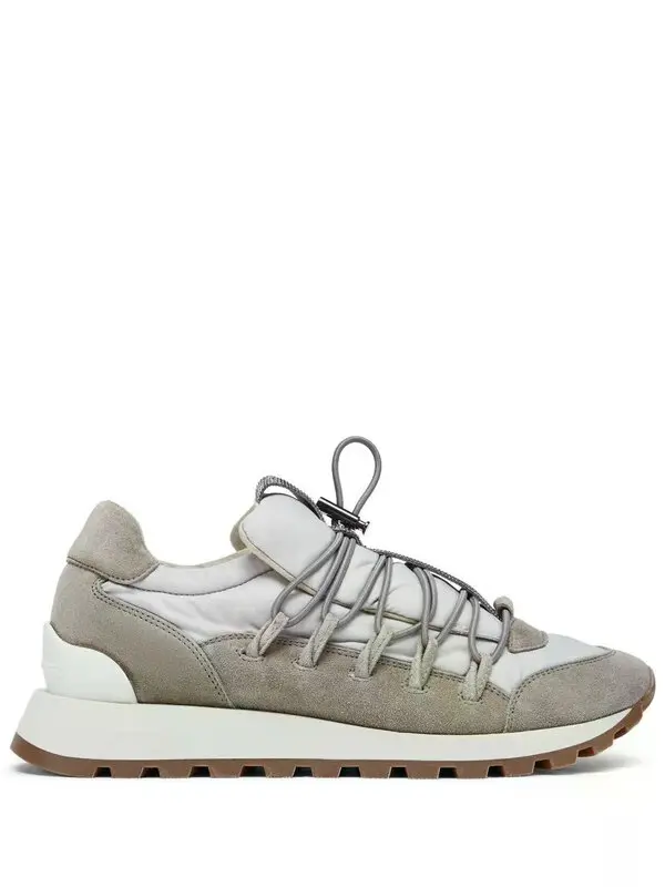 Brunello Cucinelli Panelled Leather Sneakers - Grey