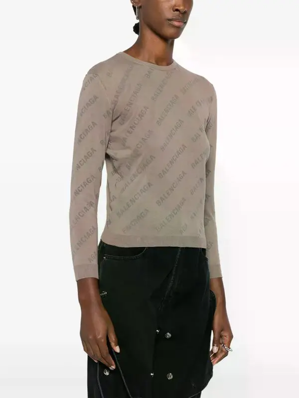 Balenciaga Flocked-logo Cotton Jumper