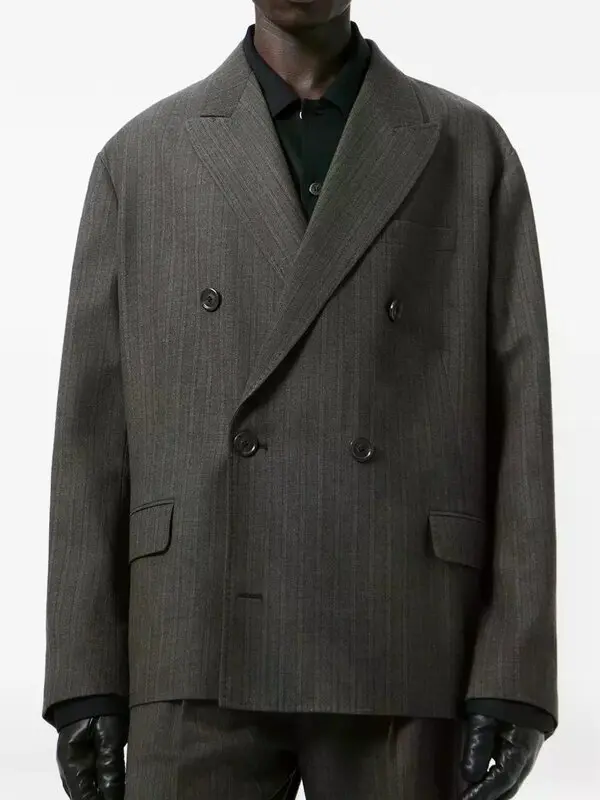 Our Legacy Double-breasted Striped Blazer - Grey