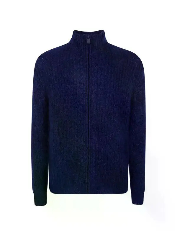 Aspesi Ribbed-knit Zip-up Cardigan - Blue