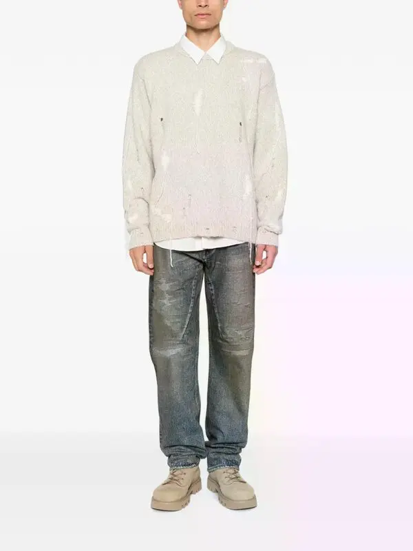 ATOMO FACTORY Distressed Crew-neck Sweater