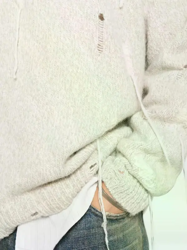 ATOMO FACTORY Distressed Crew-neck Sweater
