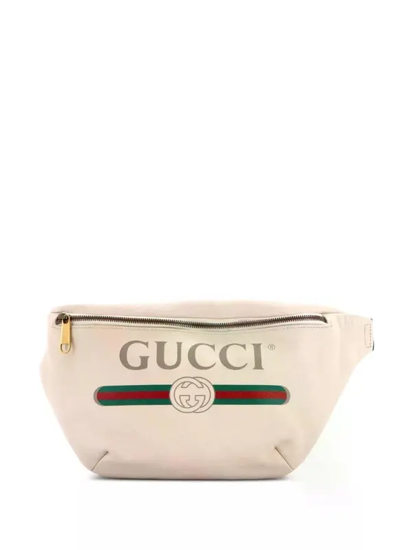 Gucci Logo Printed Leather Belt Bag - Neutrals