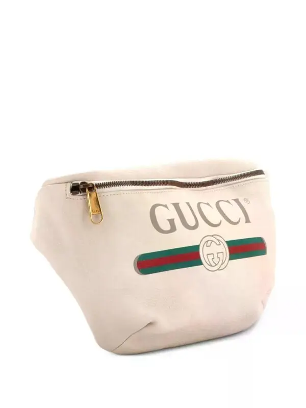 Gucci Logo Printed Leather Belt Bag - Neutrals