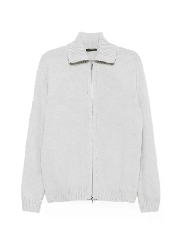 ZANONE Zip-up Ribbed Collar Cardigan - Grey