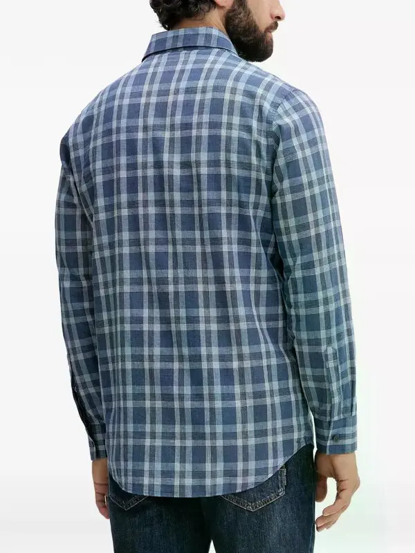 Armani Exchange Check-pattern Logo-embroidered Shirt