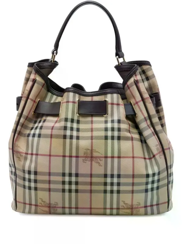 Burberry Haymarket Check Coated Canvas Walden Belted Hobo Shoulder Bag