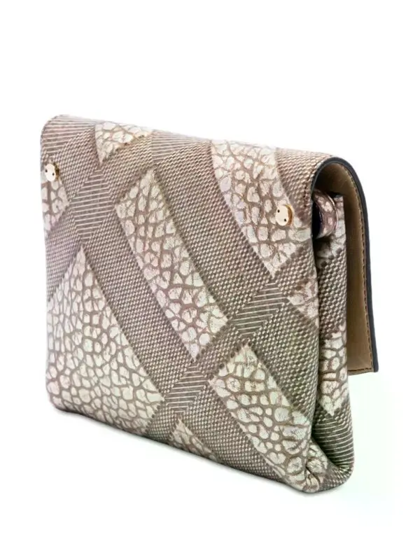 Burberry Embossed Grain Check Leather Langley Crossbody Bag