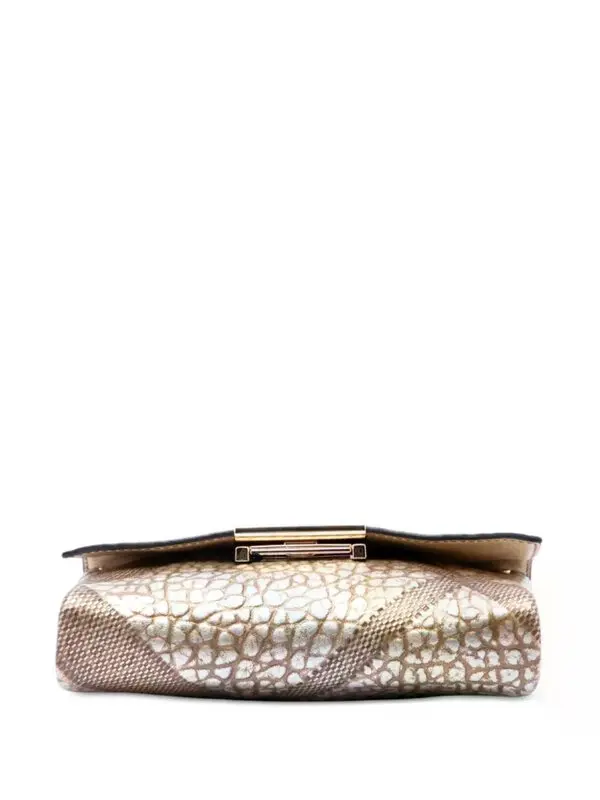 Burberry Embossed Grain Check Leather Langley Crossbody Bag