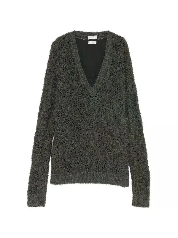 Brunello Cucinelli V-neck Double-layer Sweater - Grey