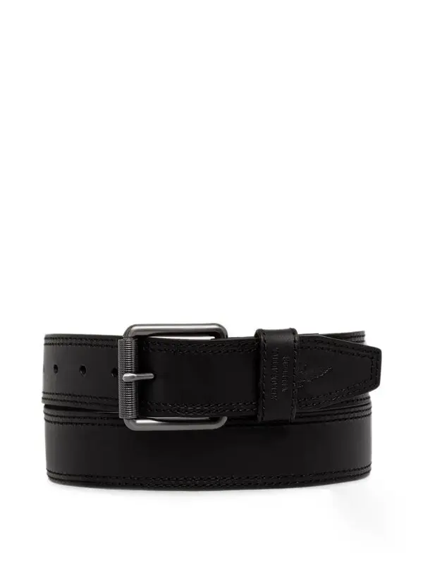 AERONAUTICA MILITARE Logo Embossed Leather Belt - Black