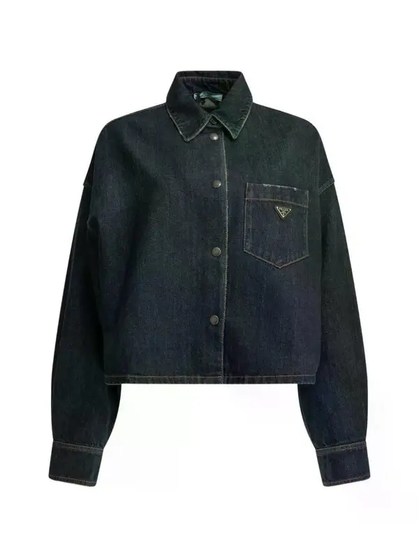 Prada Logo-plaque Denim Jacket - Blue