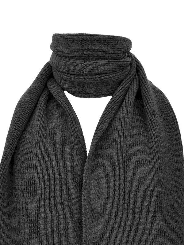 Versace Ribbed-knit Logo-patch Scarf - Grey