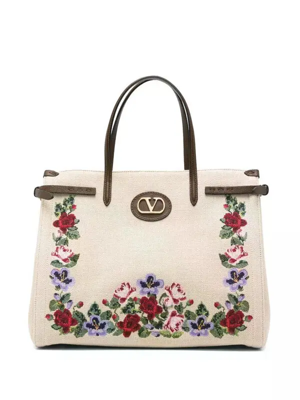 Valentino Garavani Small Antibes Linen Tote Bag