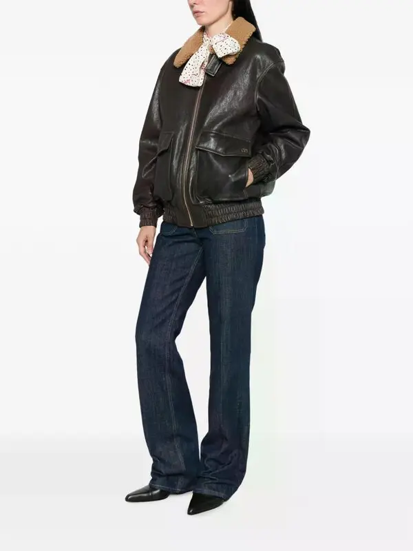 Valentino Garavani Shearling Collar Leather Jacket