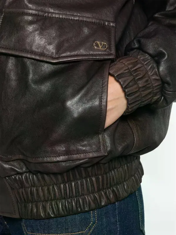 Valentino Garavani Shearling Collar Leather Jacket