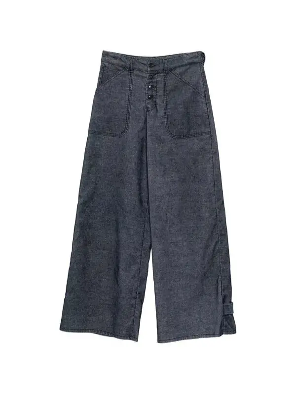 Emporio Armani Pinstriped Button-fly Trousers - Blue