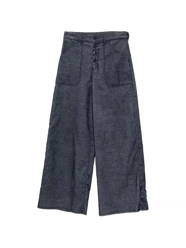 Emporio Armani Pinstriped Button-fly Trousers - Blue